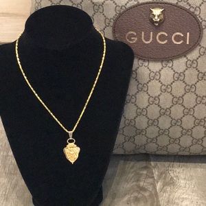 Gucci | Jewelry | Authentic Gucci Tag Gold Tone Costume Necklace | Poshmark